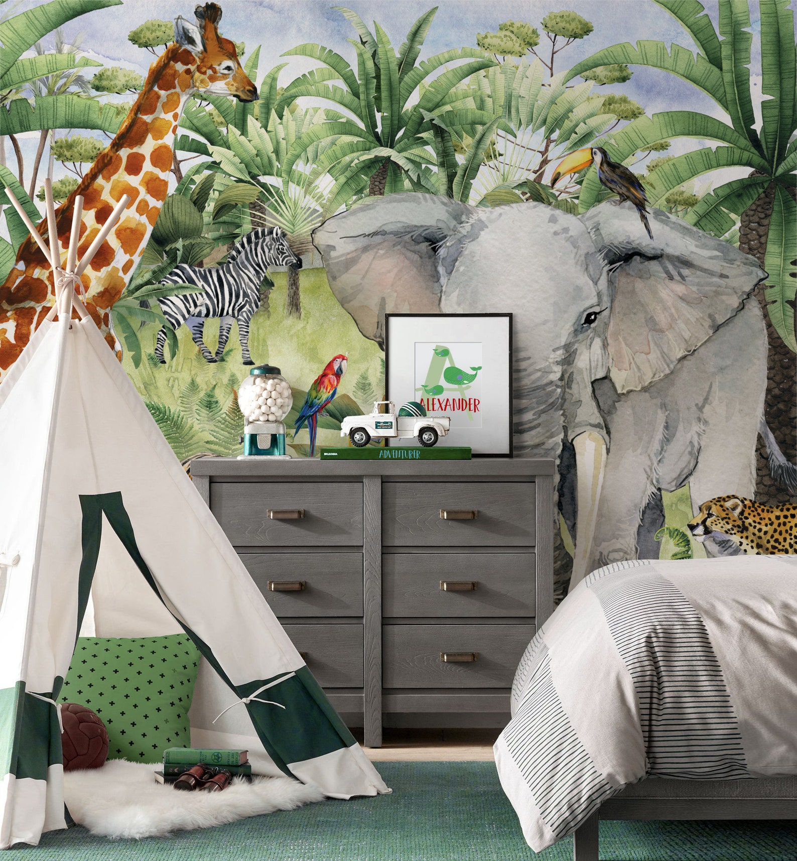Jungle Mural Repositionable Removable Fabric Wallpaper Peel & - Etsy