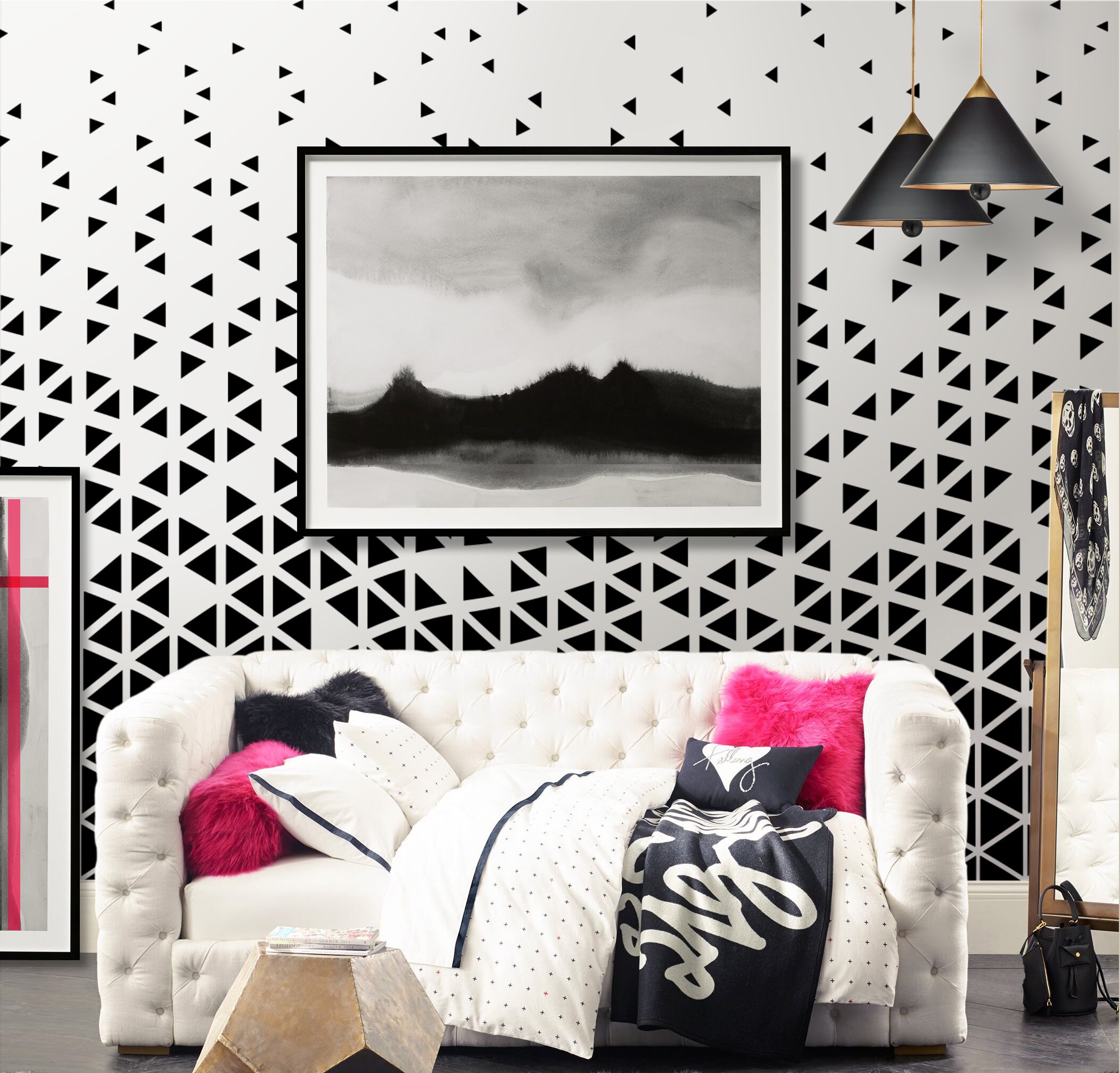 Geometric Pattern Repositionable Wallpaper, Peel and Stick Wallpaper ...