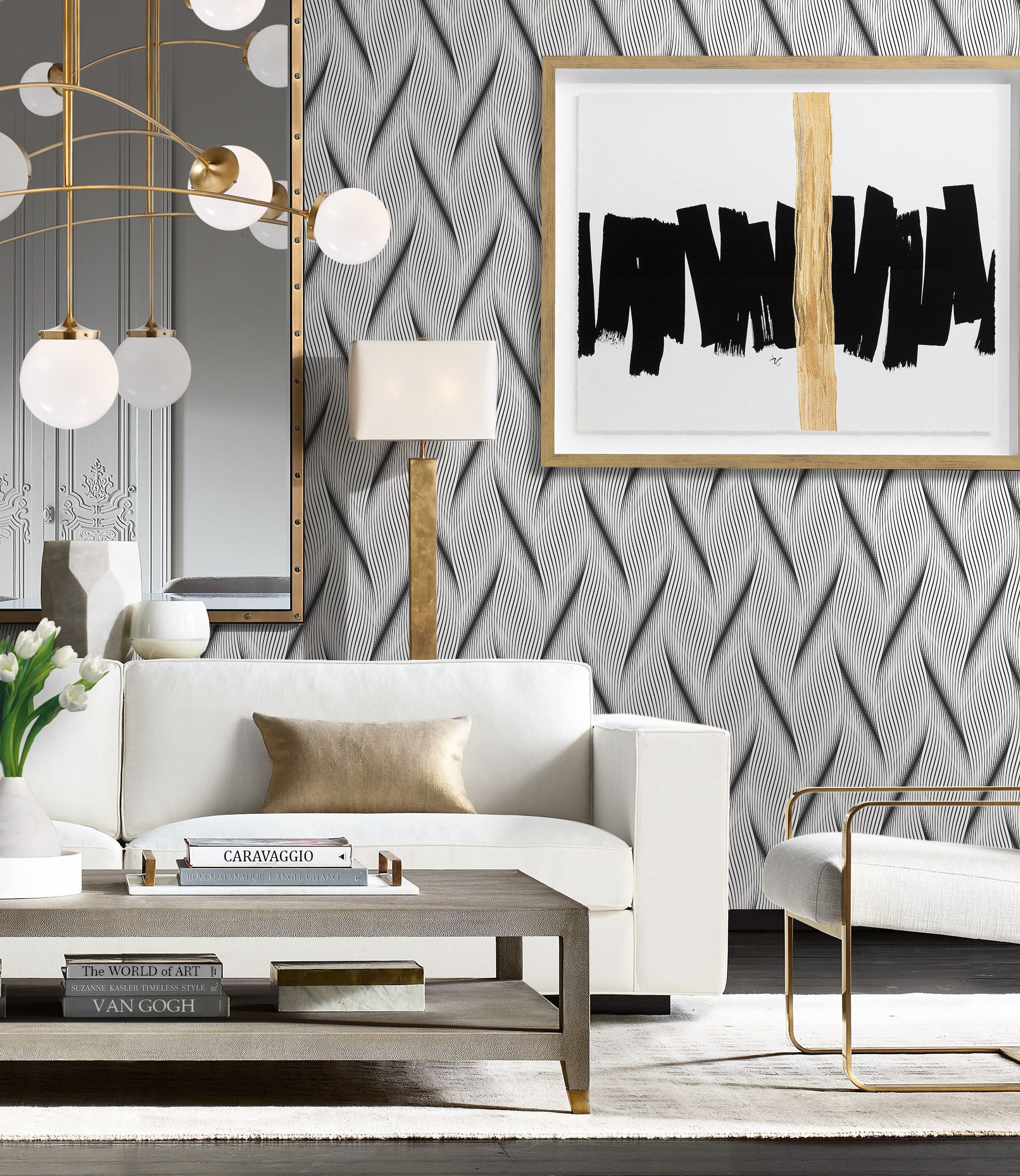 Geometric Pattern Peel & Stick Wallpaper, Repositionable Fabric ...