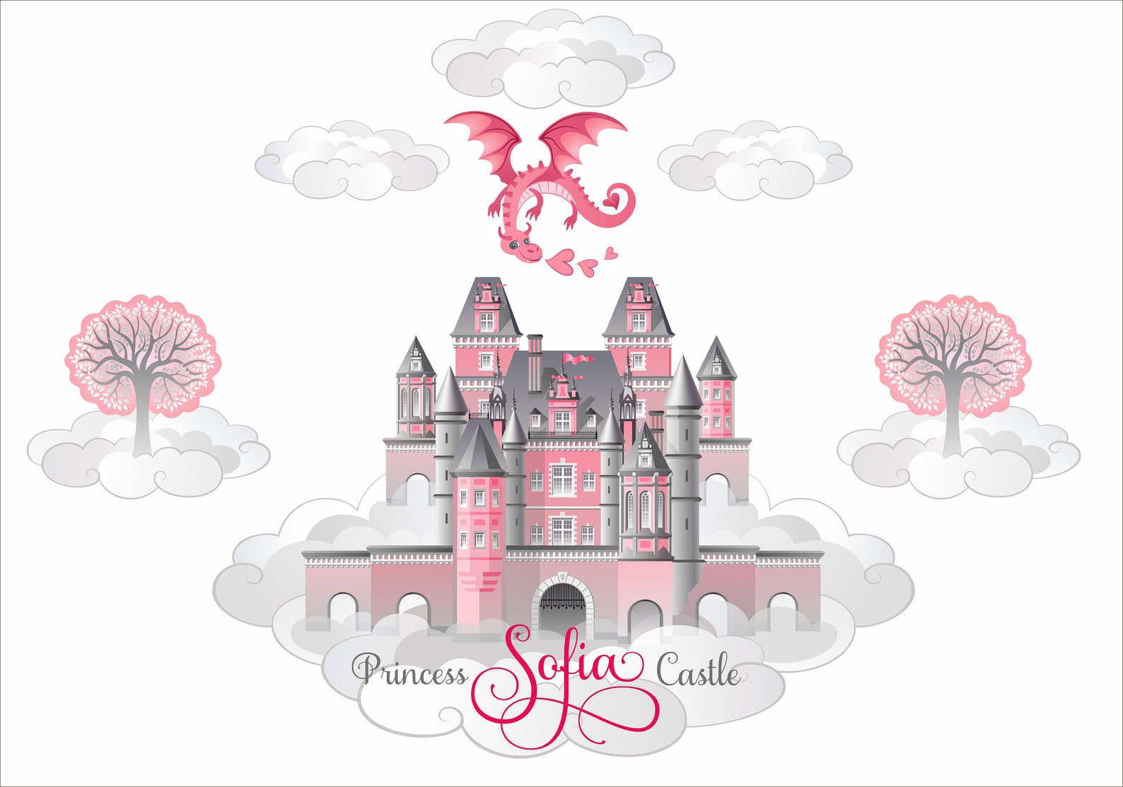 Princess Castle Personalized Name Fabric Repositionable Wall Decal ...