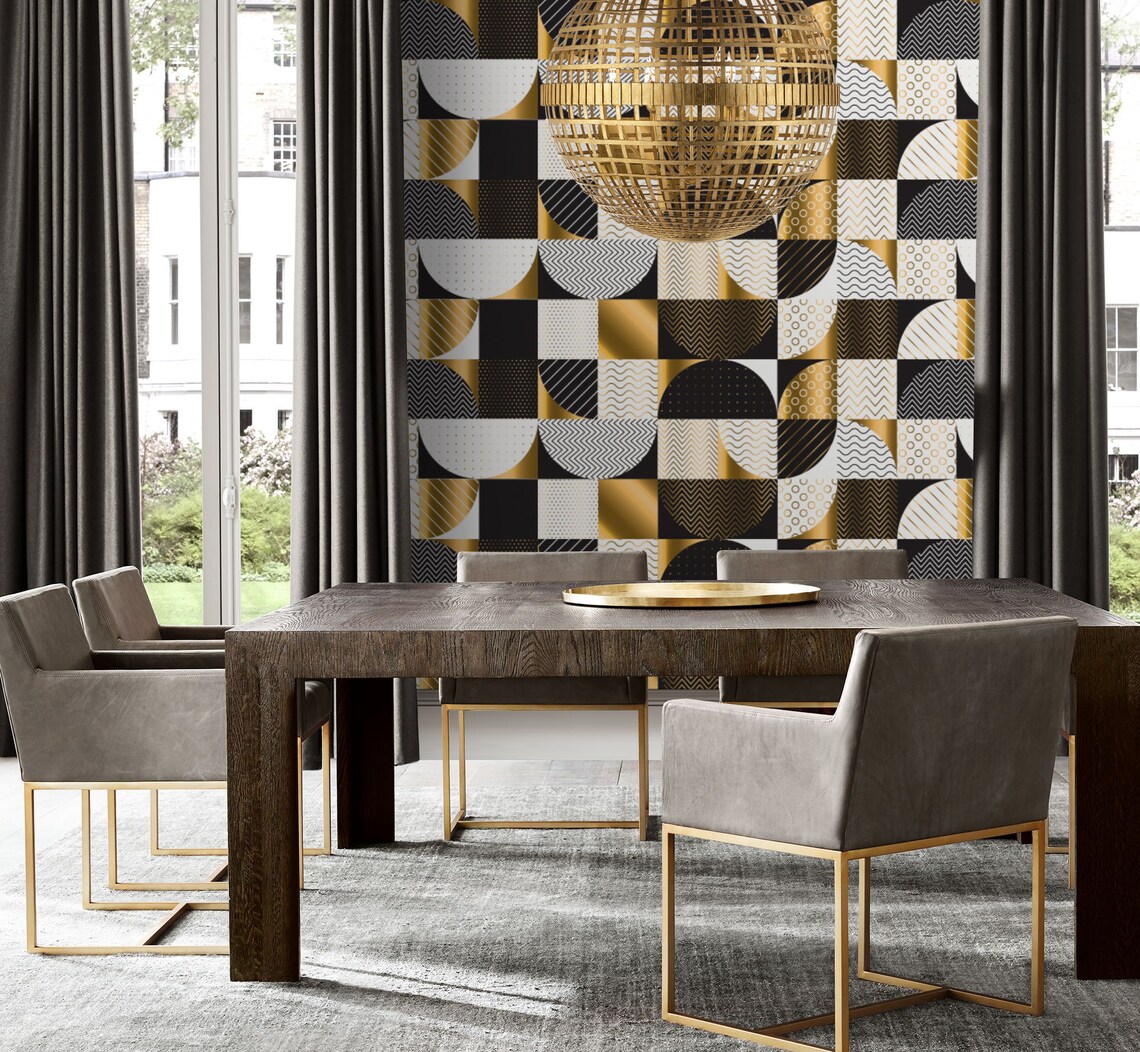 Geometric Pattern Repositionable Wallpaper, Peel and Stick Fabric ...