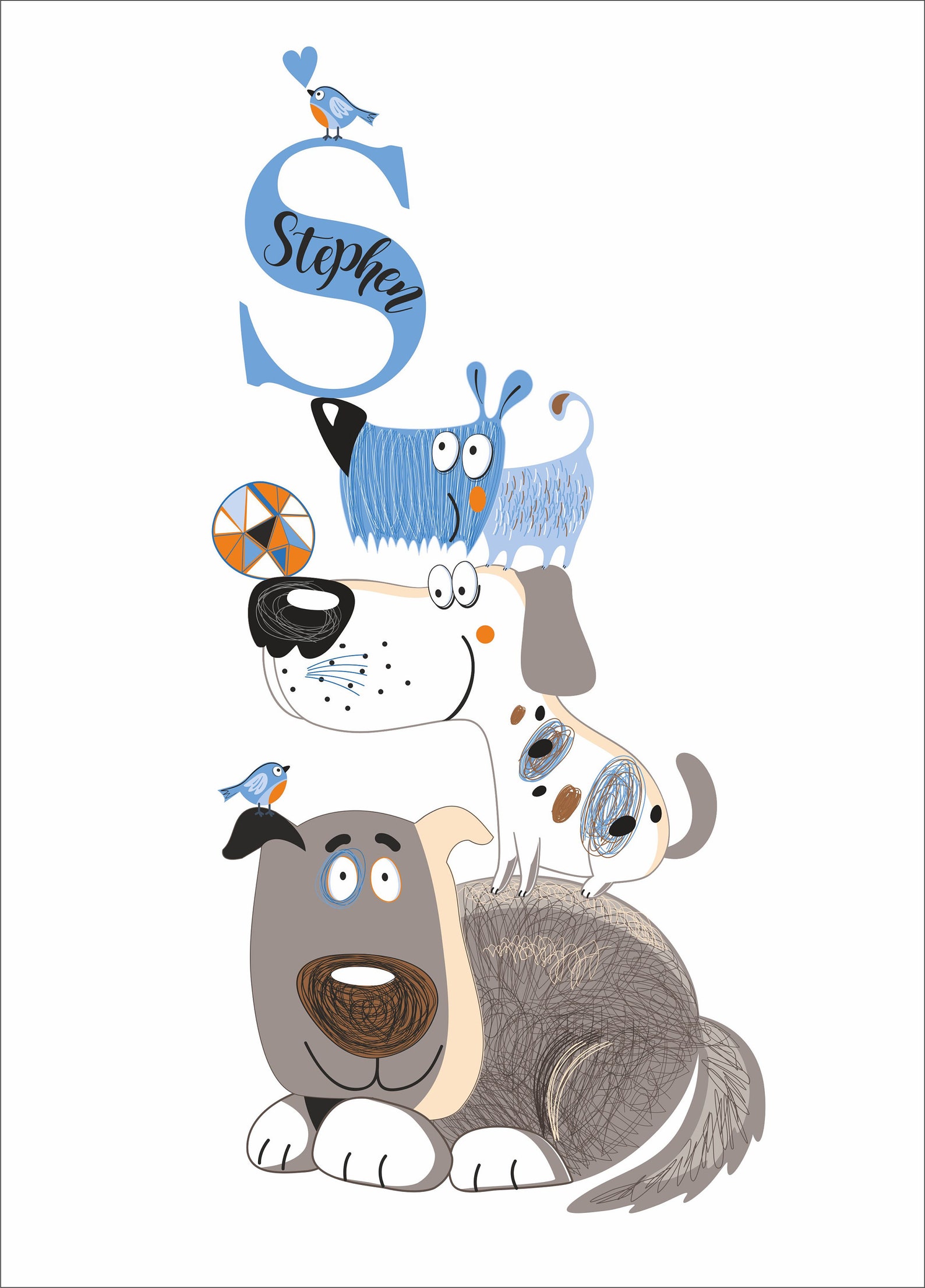 Dogs Puppy Themed Personalized Name Custom Initial | Etsy