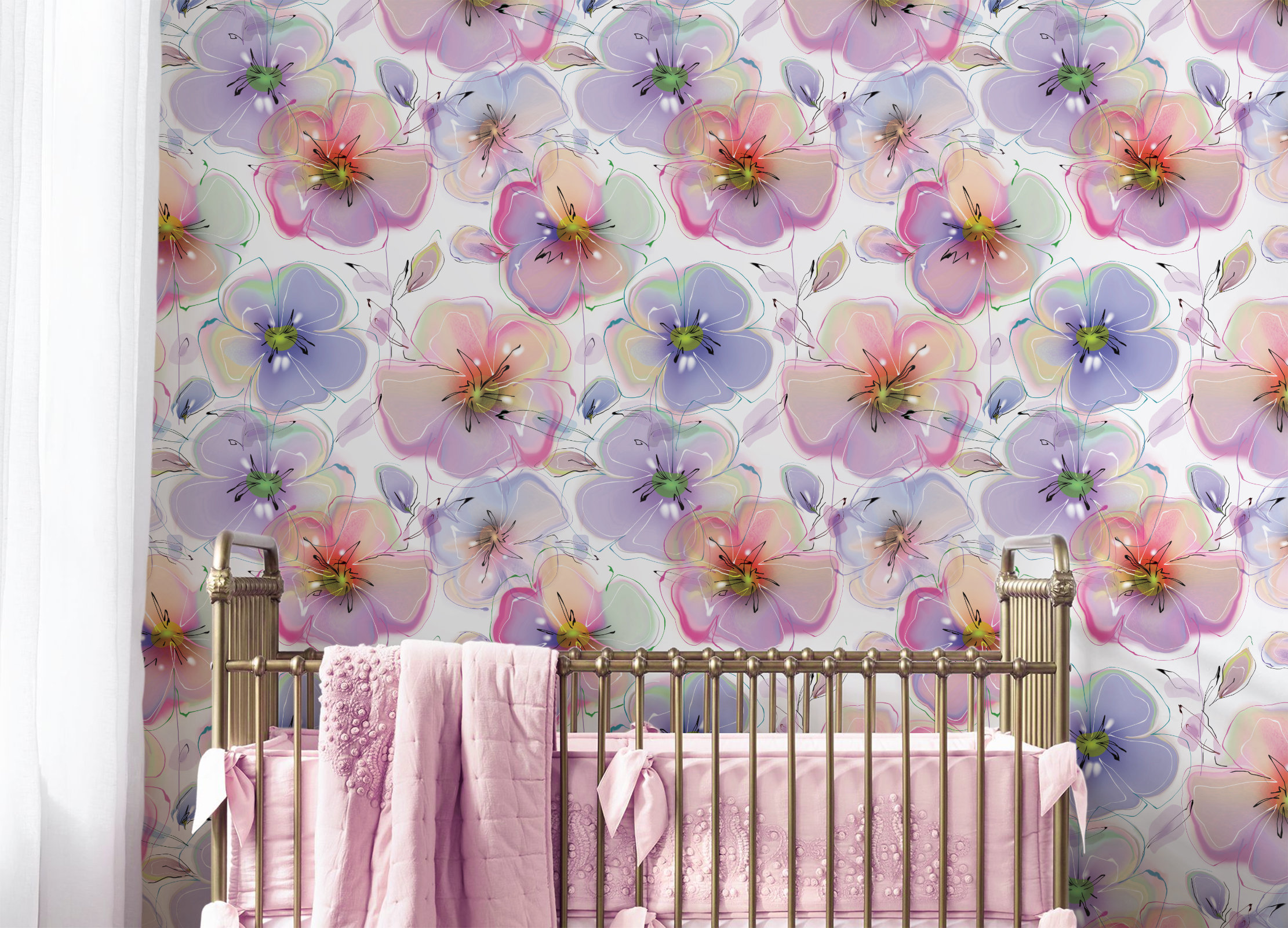 Floral Repositionable Removable Wallpaper Peel and Stick | Etsy