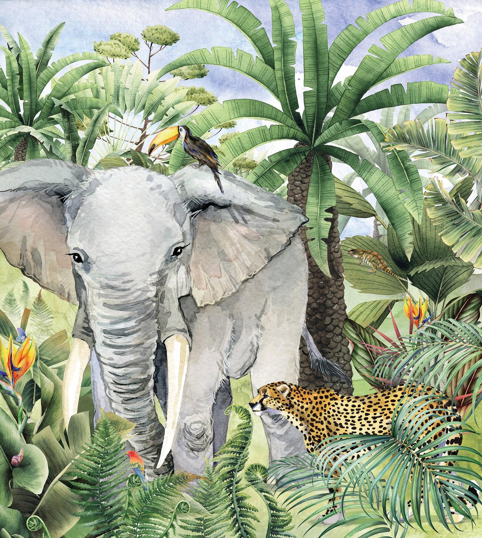Jungle Mural Repositionable Removable Fabric Wallpaper Peel & - Etsy