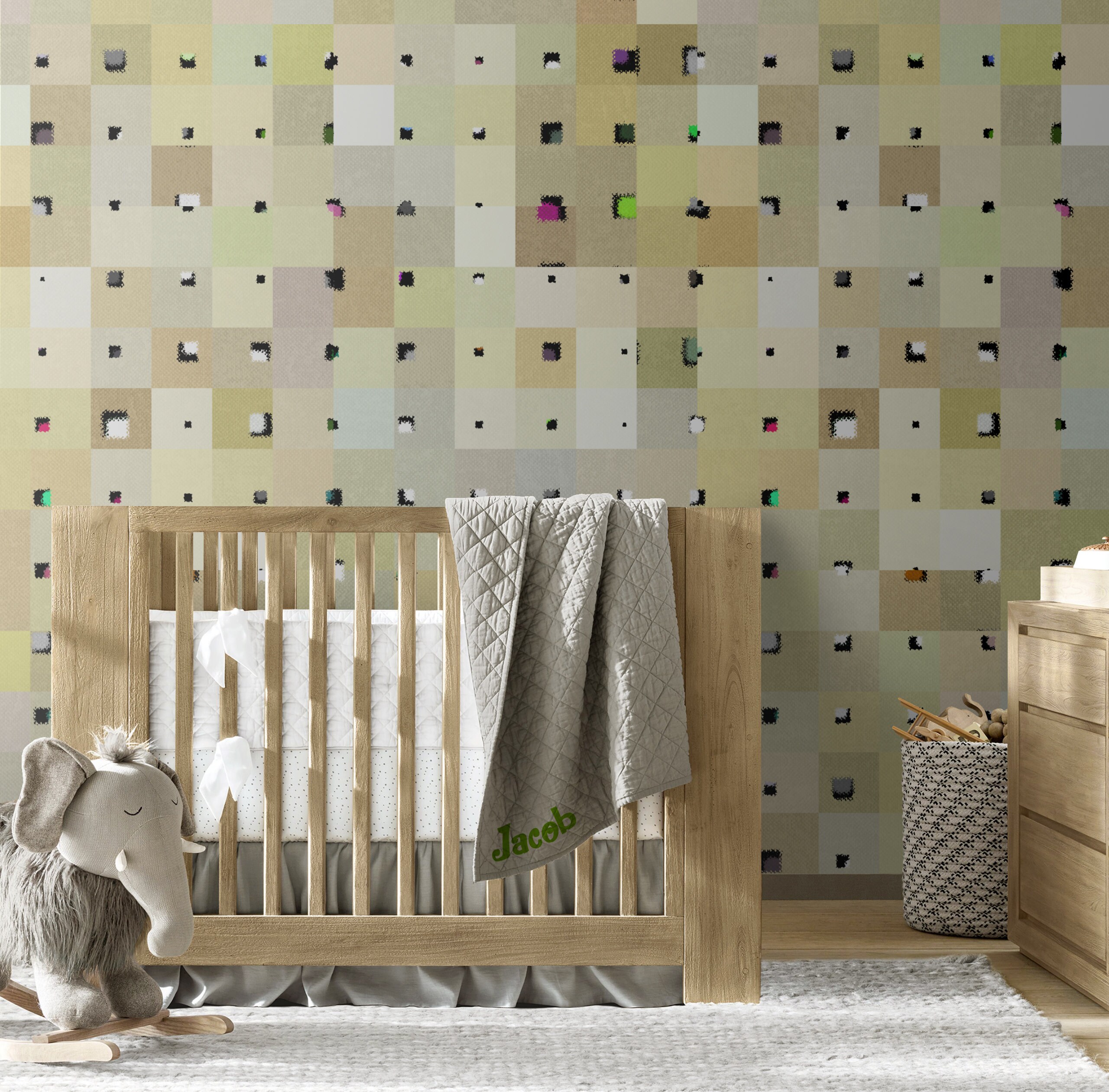 Squares Repositionable Wallpaper Peel & Stick Wallpaper | Etsy