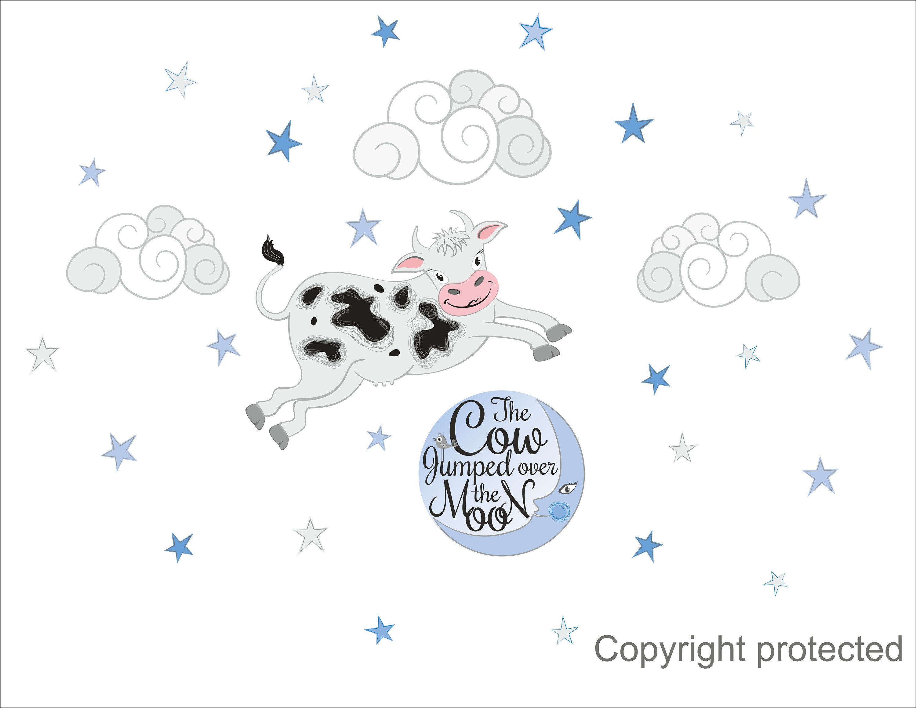 Cow Jumping Over The Moon Clipart Drawing