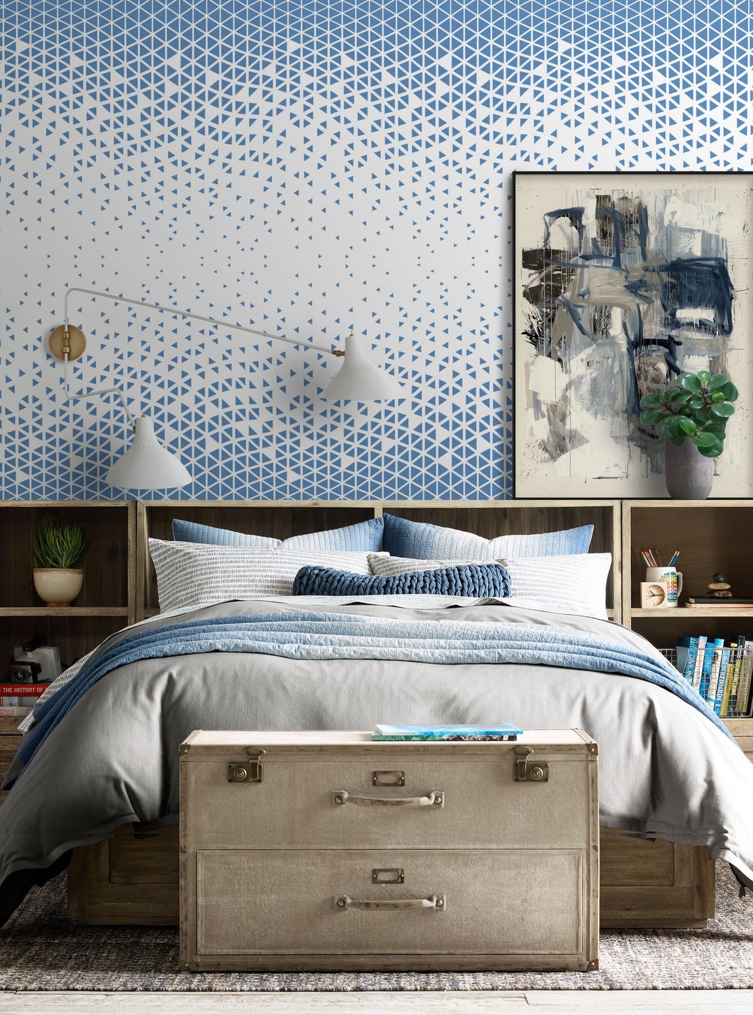 Geometric Pattern Repositionable Wallpaper, Peel and Stick Wallpaper ...