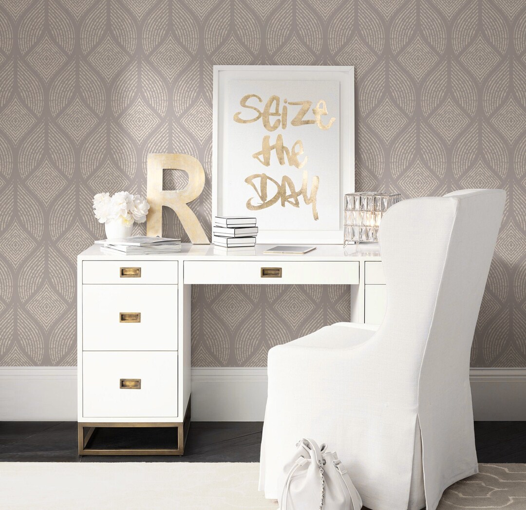 Art Deco Repositionable Wallpaper, Peel & Stick Fabric Wallpaper, Art ...