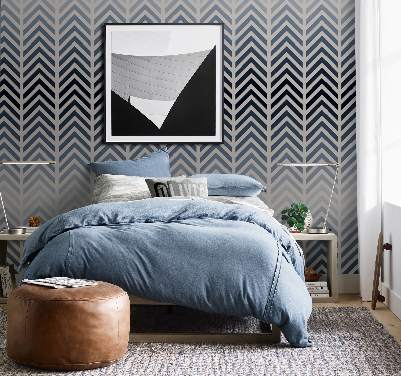 Gradient Chevron Geometric Pattern Repositionable Wallpaper - Etsy