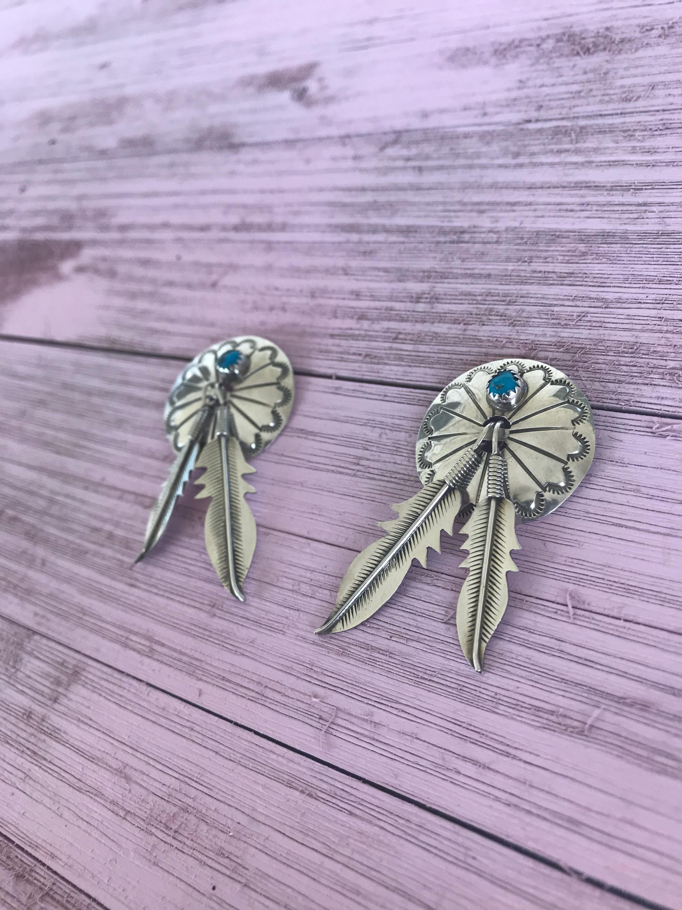 Big Navajo Sterling Silver Turquoise Concho Native American Indian Old ...