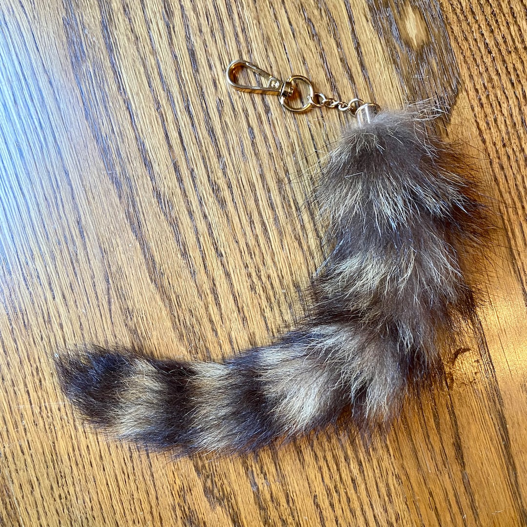 Raccoon Tail Keychain - Etsy