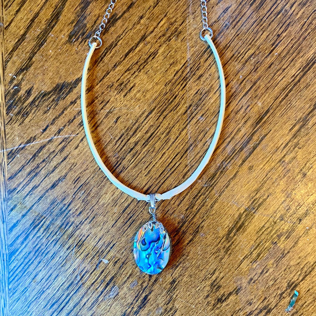 Coyote Rib Bone and Abalone Shell Necklace - Etsy