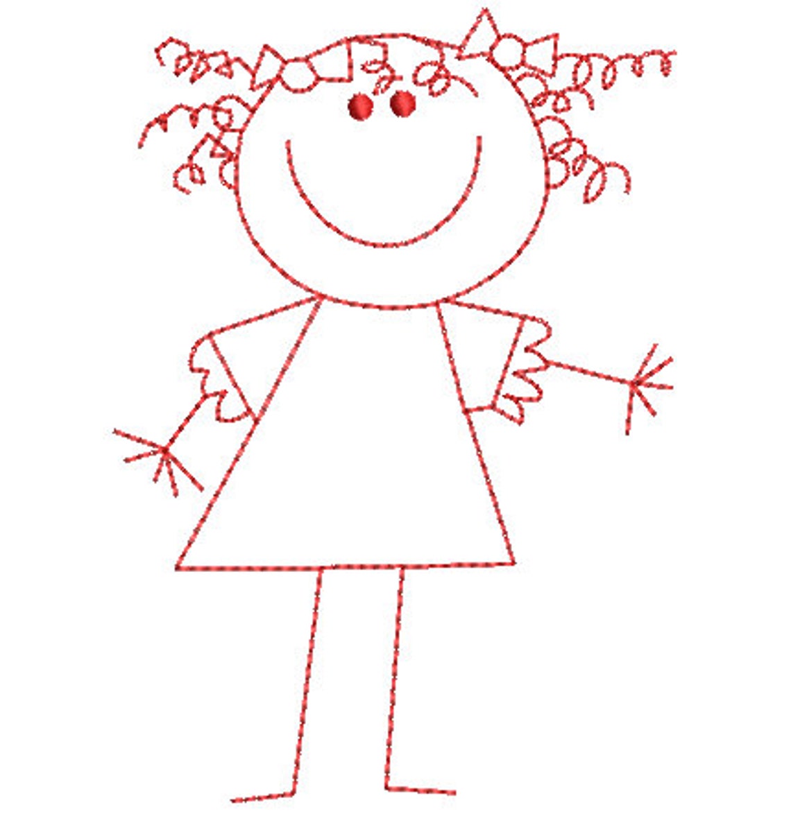 Stick Figure Family, Machine Embroidery Design, Redwork Embroidery ...