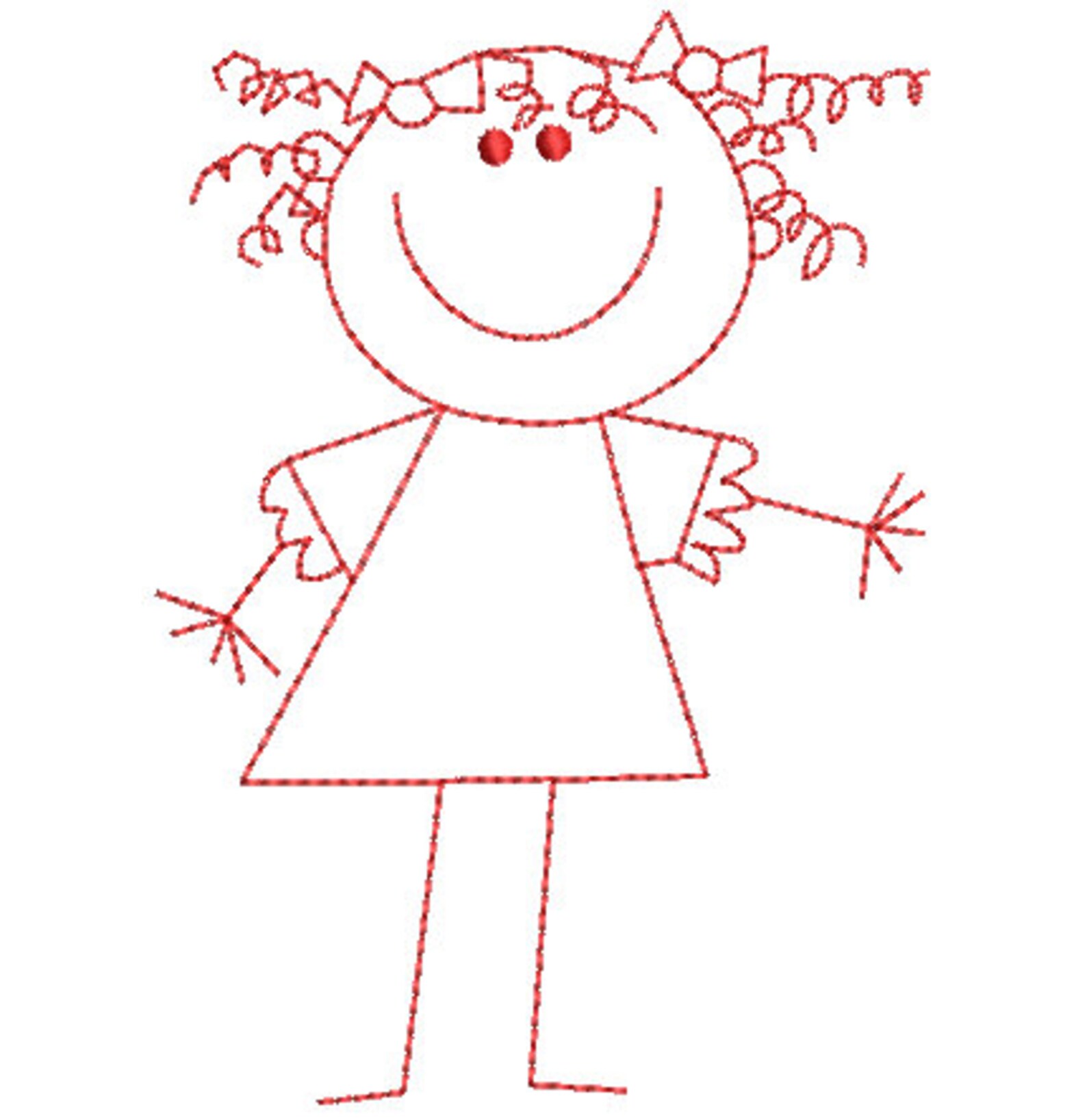 Stick Figure Family, Machine Embroidery Design, Redwork Embroidery ...