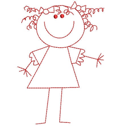 Stick Figure Family, Machine Embroidery Design, Redwork Embroidery ...