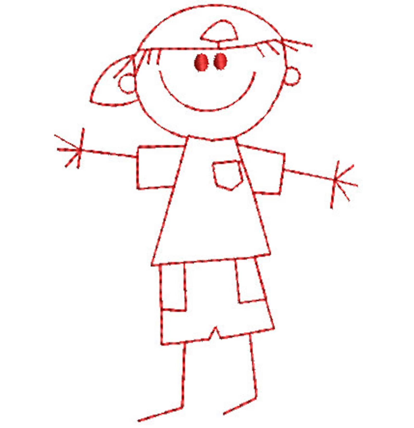 Stick Figure Family, Machine Embroidery Design, Redwork Embroidery ...