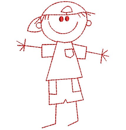 Stick Figure Family, Machine Embroidery Design, Redwork Embroidery ...
