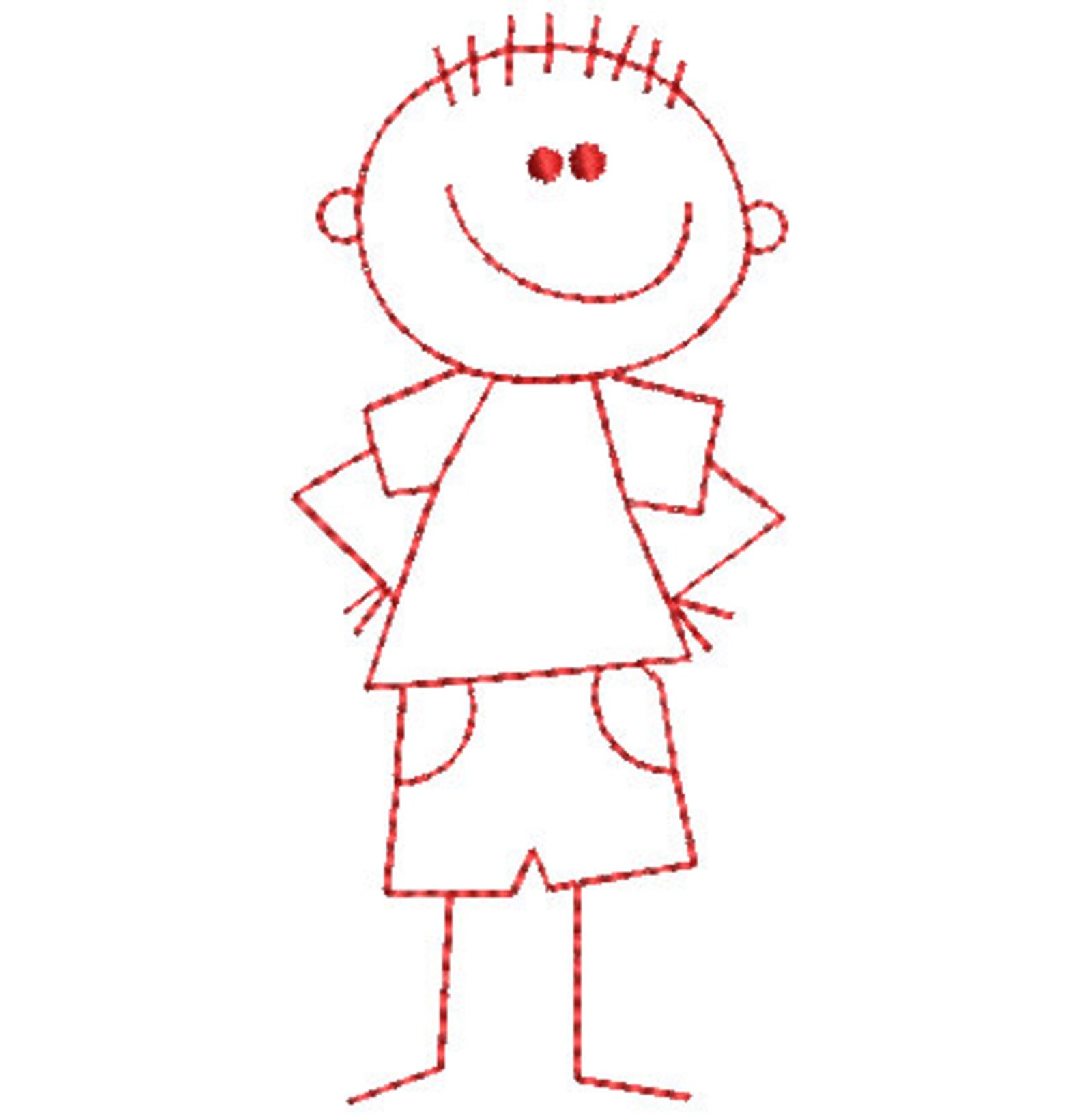 Stick Figure Family, Machine Embroidery Design, Redwork Embroidery ...