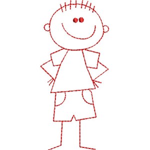 Stick Figure Family, Machine Embroidery Design, Redwork Embroidery ...