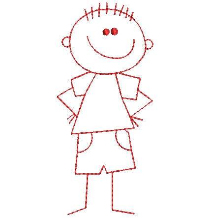 Stick Figure Family, Machine Embroidery Design, Redwork Embroidery ...