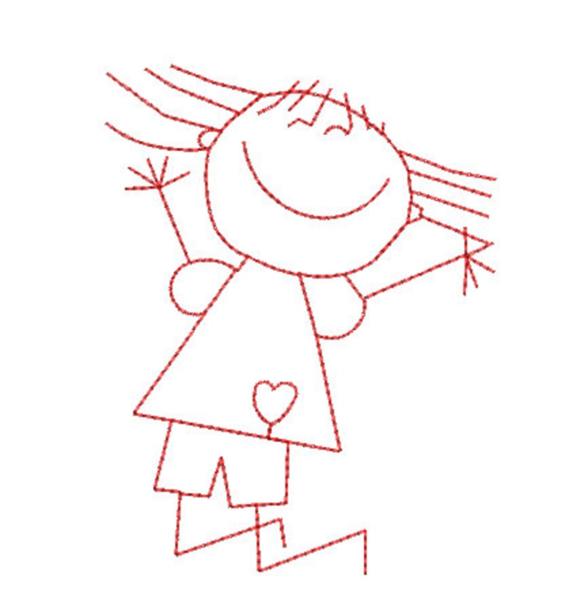 Stick Figure Family, Machine Embroidery Design, Redwork Embroidery ...