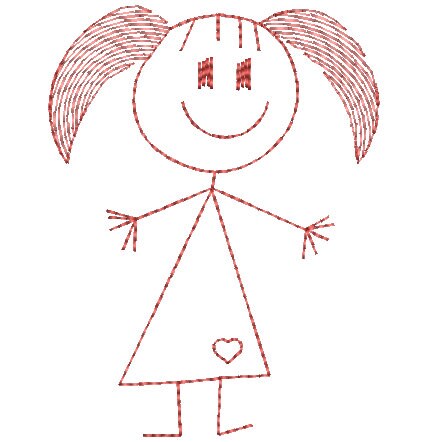 Stick Figure Family, Machine Embroidery Design, Redwork Embroidery ...