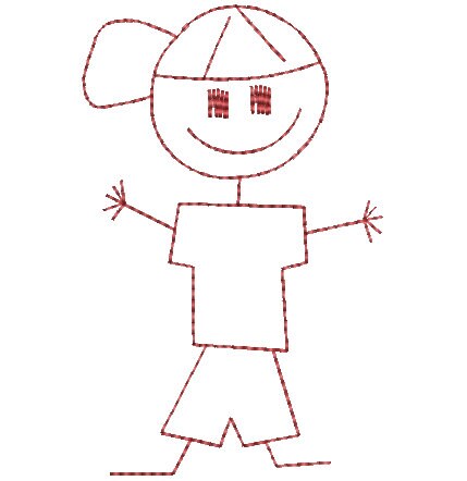 Stick Figure Family, Machine Embroidery Design, Redwork Embroidery ...