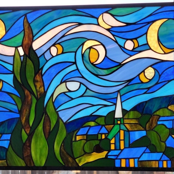 Stained Glass Starry Night Pattern - Etsy