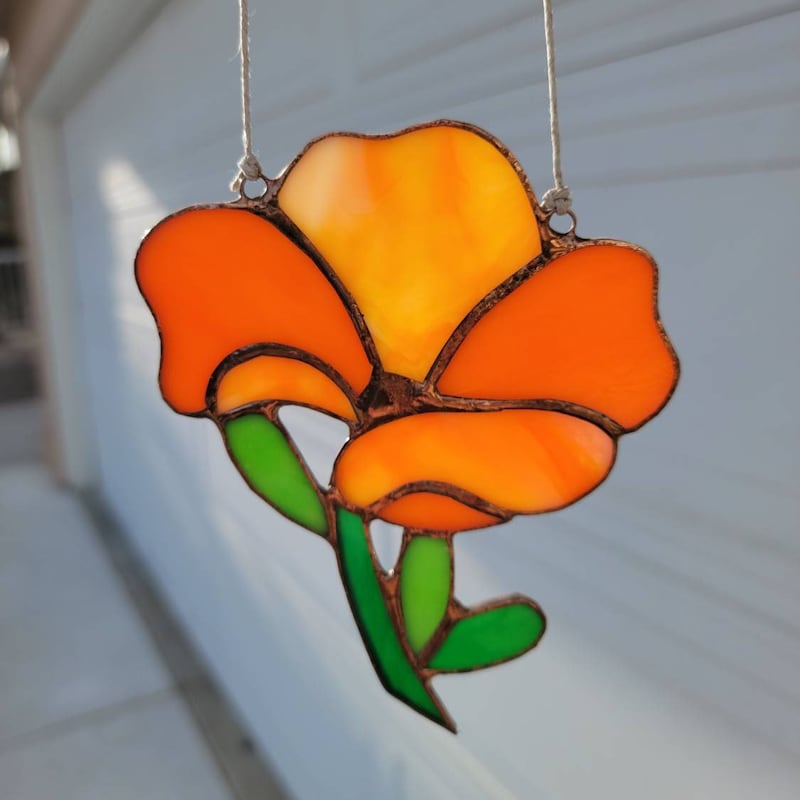 Stained Glass Poppy - Etsy