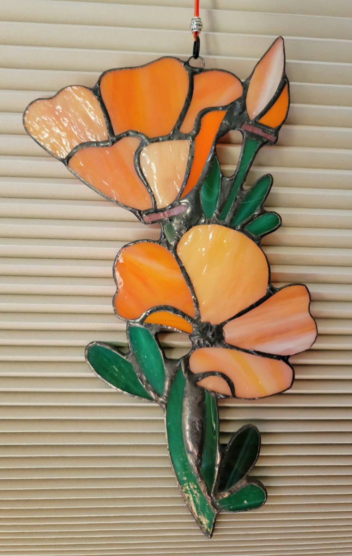 Golden California Poppy Stained Glass | Etsy