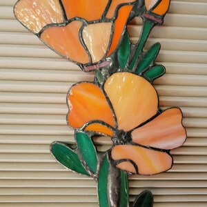 Golden California Poppy Stained Glass - Etsy