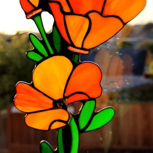Golden California Poppy Stained Glass - Etsy