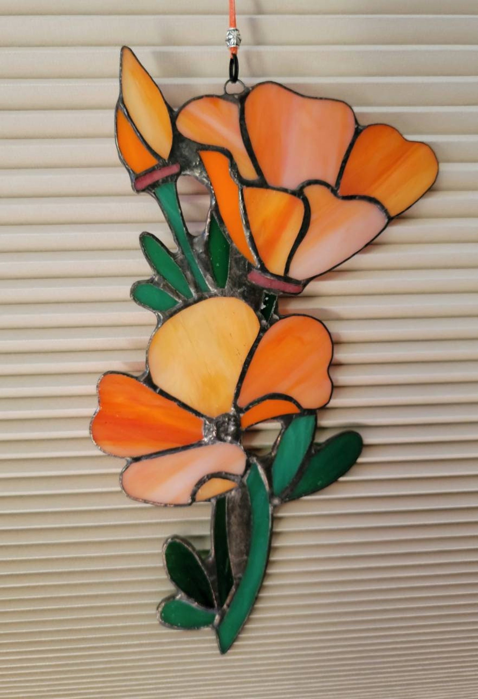 Golden California Poppy Stained Glass | Etsy