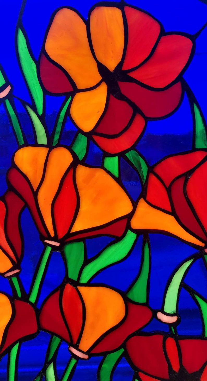 Stained Glass California Poppies - Etsy