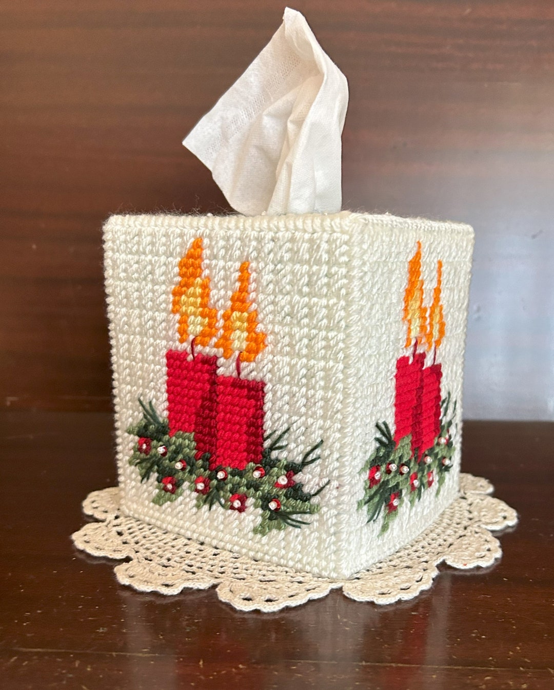 Warm Glow Tissue Box Cover Made From a Mary Maxim Kit - Etsy