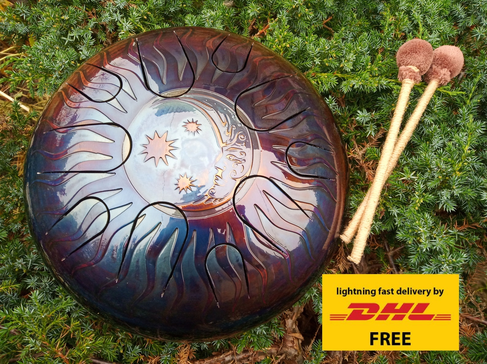 12 Steel Tongue Drum moon Tank Drum Handpan | Etsy
