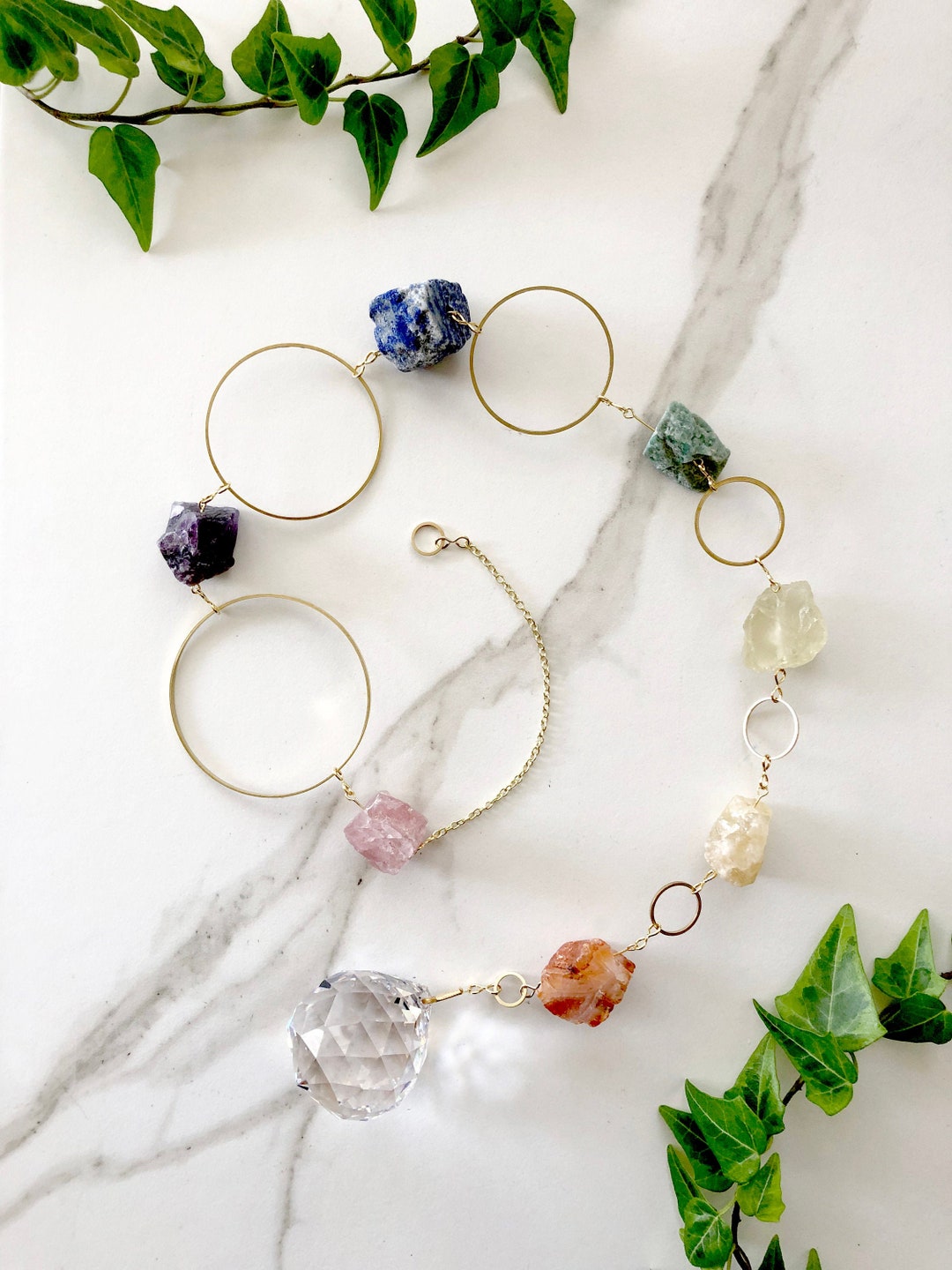 Raw Healing Stone, Chakra Crystal Prism Window Ornament - Glintz - Etsy