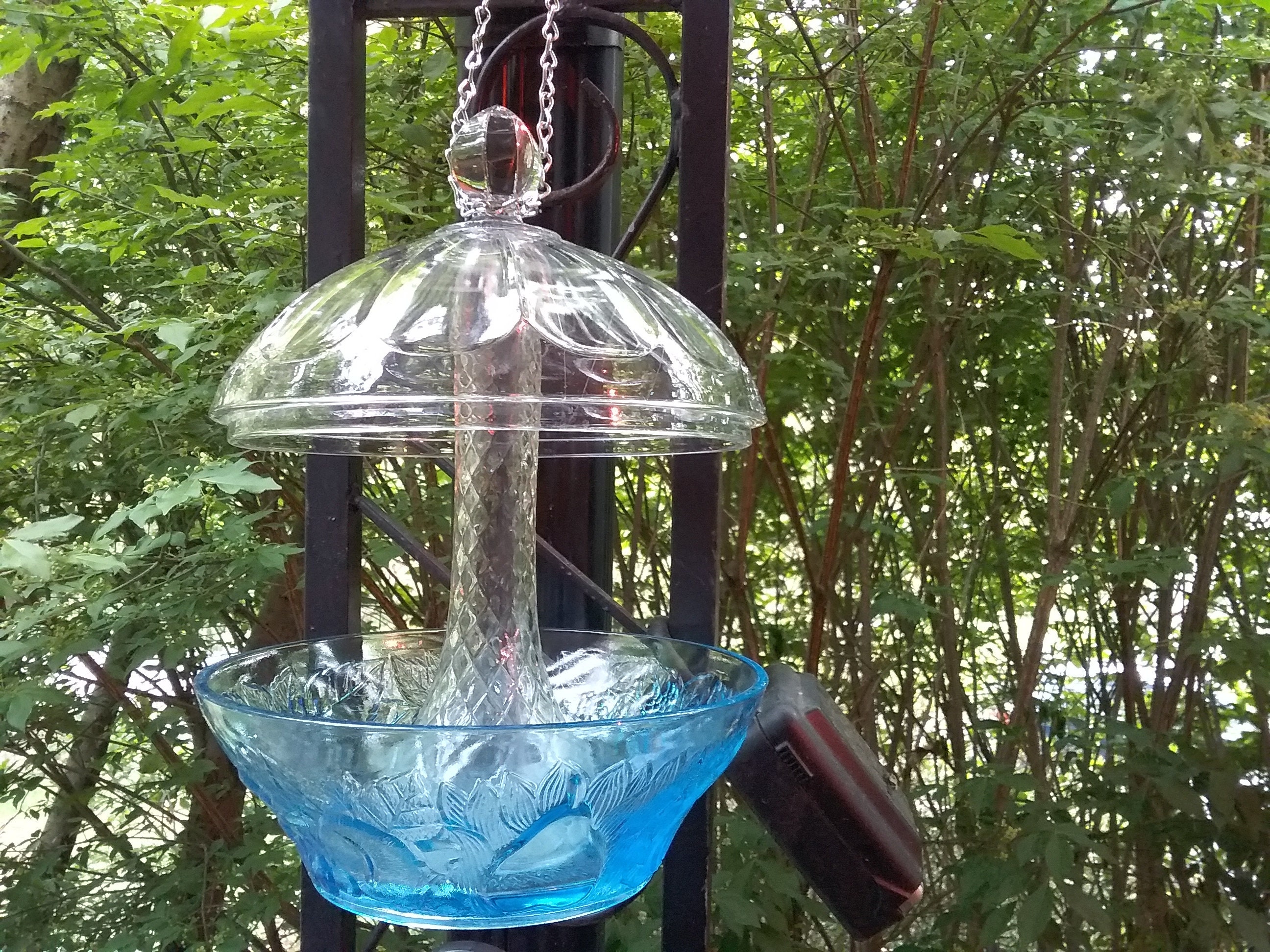 Beautiful Bird Feeder of Vintage Glass - Etsy