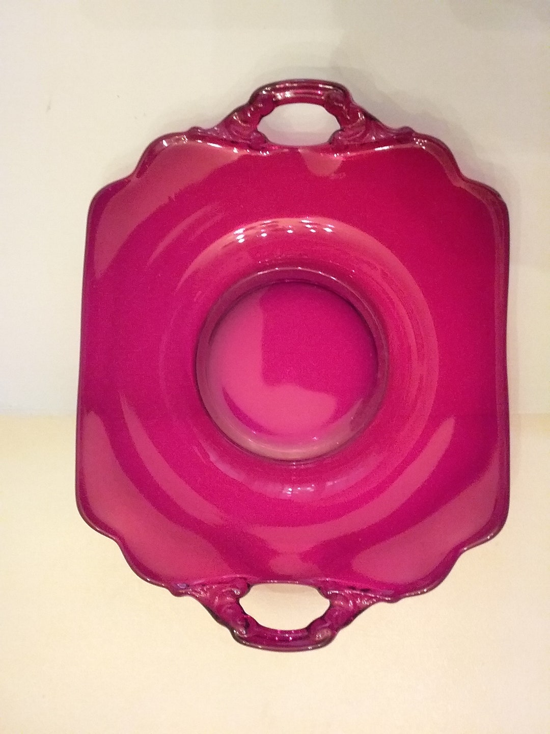 Beautiful Vintage Ruby Red Square Plate With Handles - Etsy