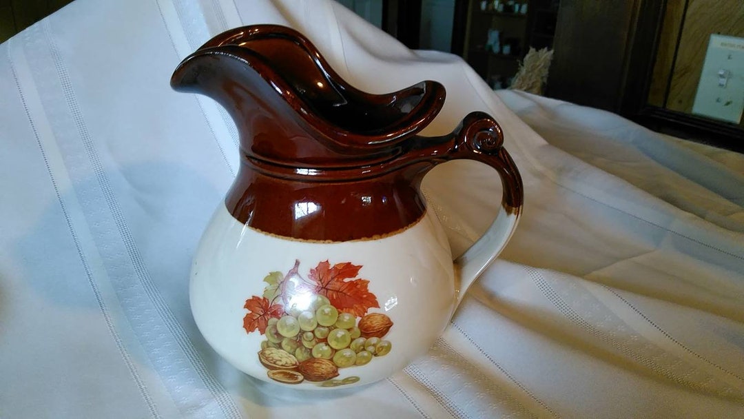 Mccoy Pitcher With Grape and Nut Design on One Side. 7515 - Etsy