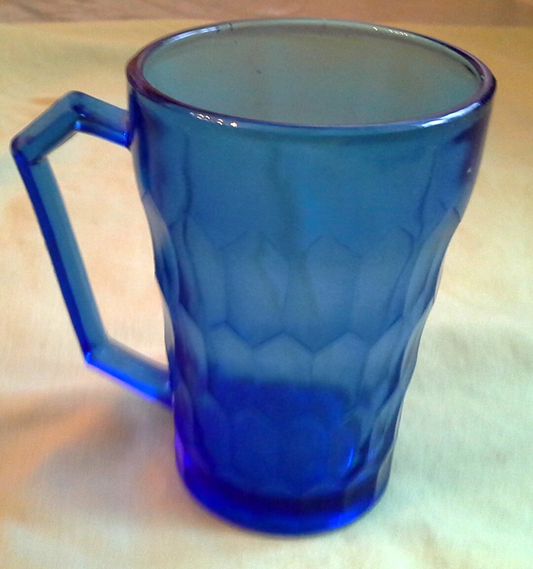 Blue Glass Cup With Handle - Etsy