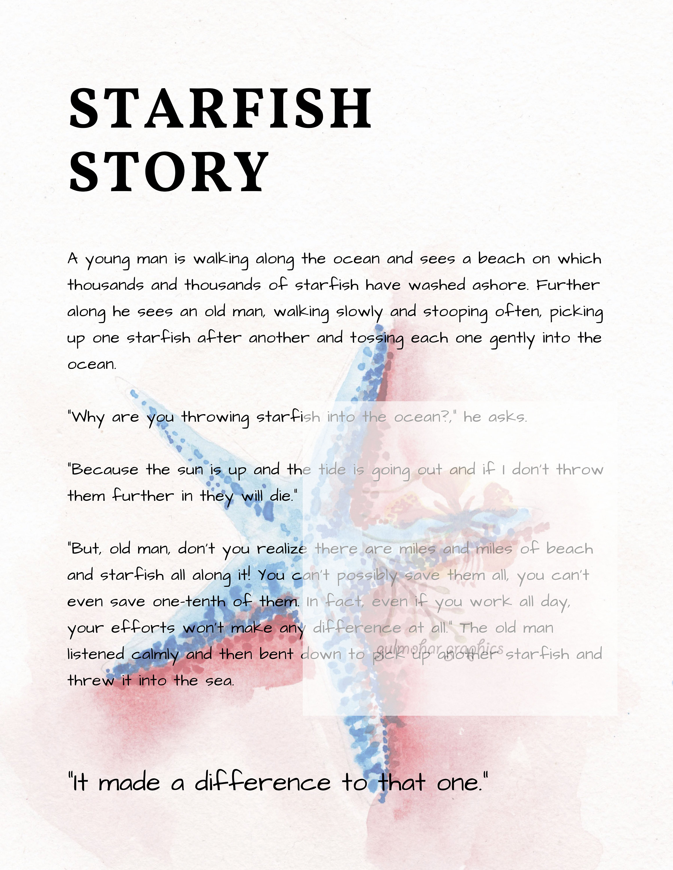 Starfish Story Watercolor Instant Download Printable Beach - Etsy
