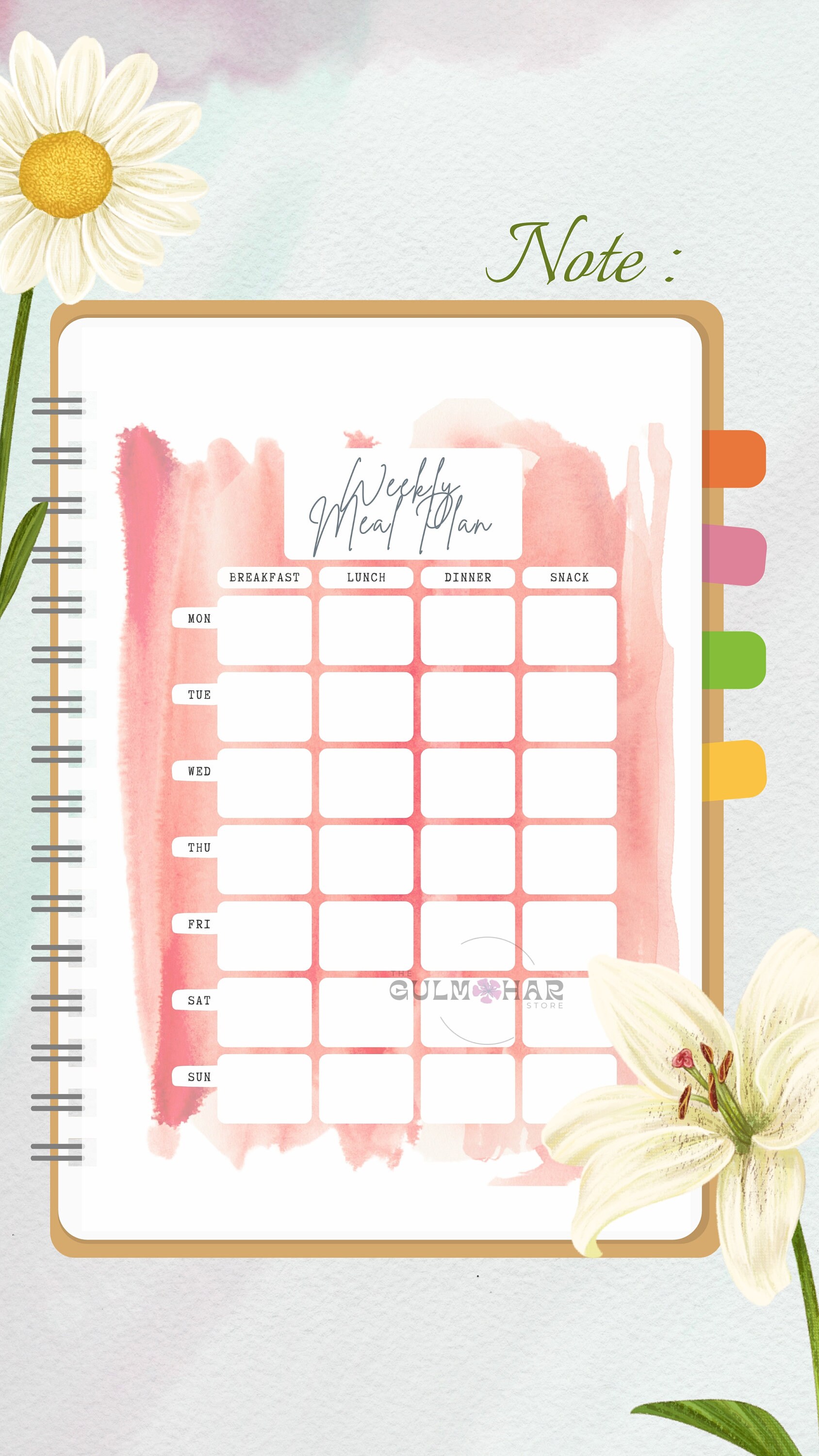 Weekly Meal Plan Red, Meal Planning Journal, Family Meal Planner ...