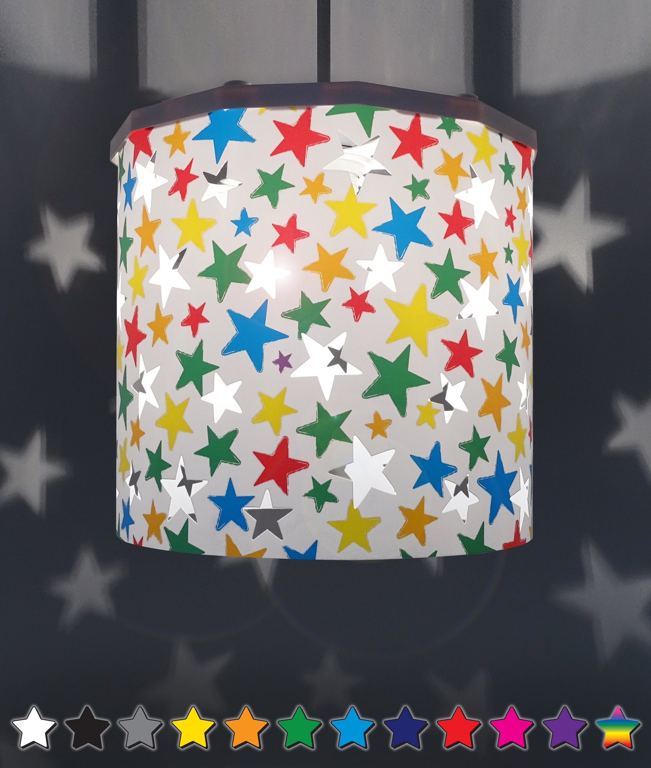Multi-colour Stars Lampshade for Nursery Beautiful Night Light Stars ...