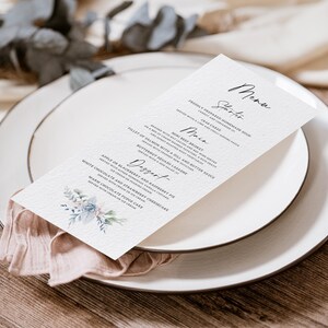 Elegant Dusky Blue and Blush Wedding Menu Card - Etsy UK