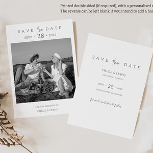 Save the Date Cards Script Font Photo Polaroid Style Monochrome ...