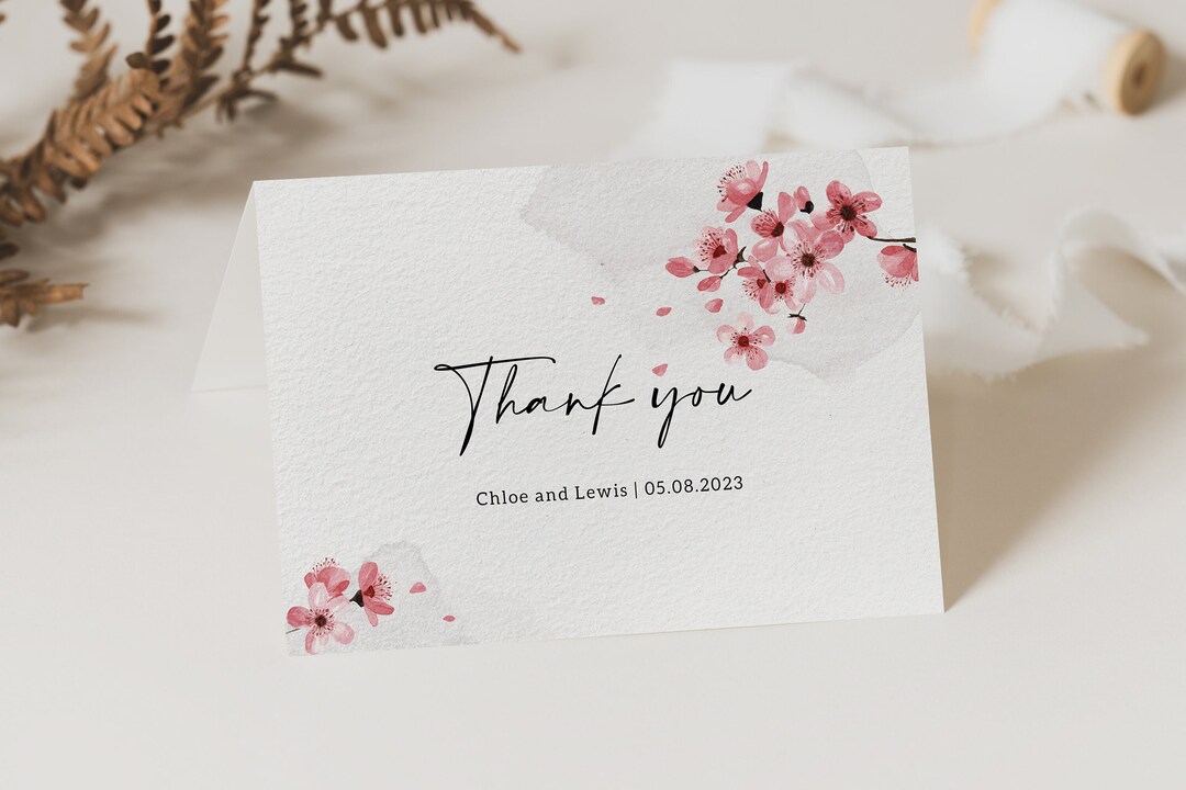 Thank You Cards, Wedding Thank You Cards, Cherry Blossom Thank You Card ...