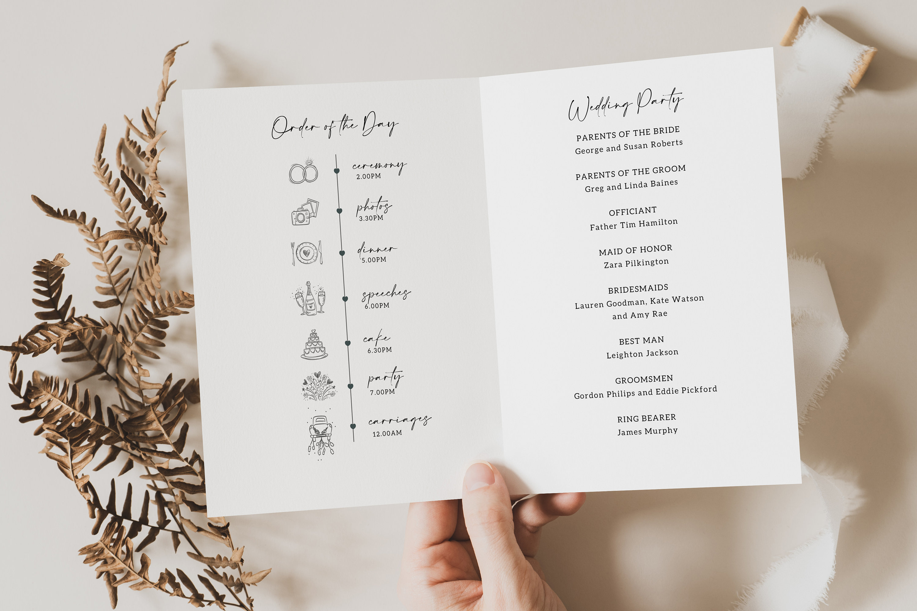 Order of Service Wedding Booklet Wedding Programme design - Etsy