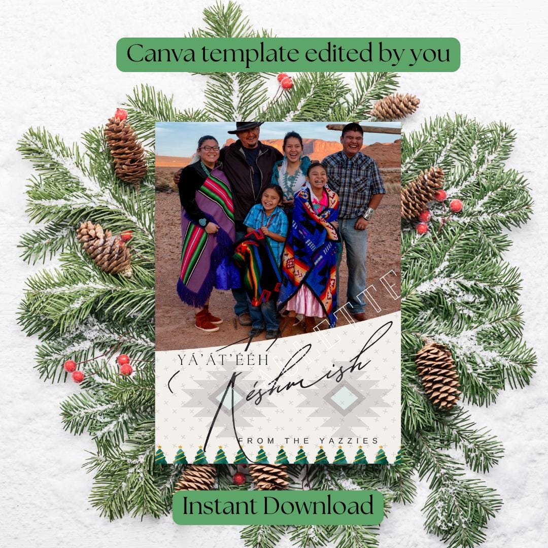 Navajo Christmas Cardnavajo Canva Template - Etsy