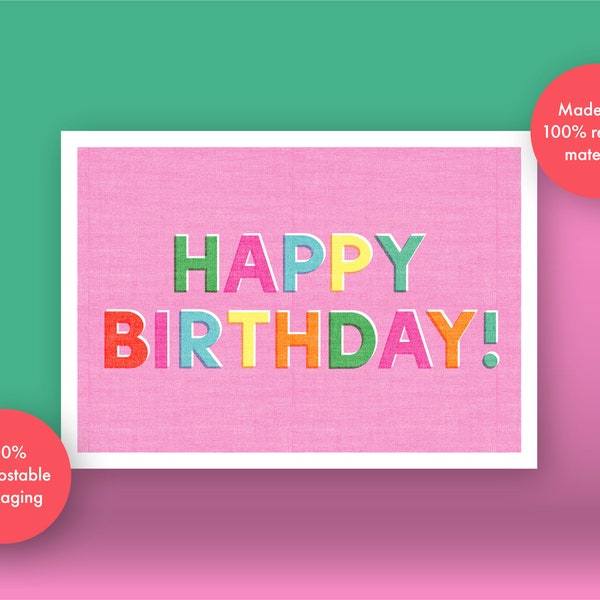 Happy Birthday Screen Print Card - Etsy